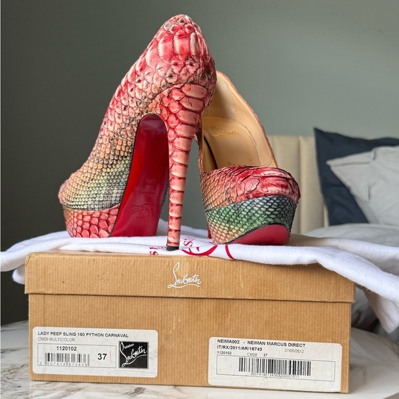 Christian Louboutin | Shoes | Christian Louboutin Lady Peep 5 Python ...